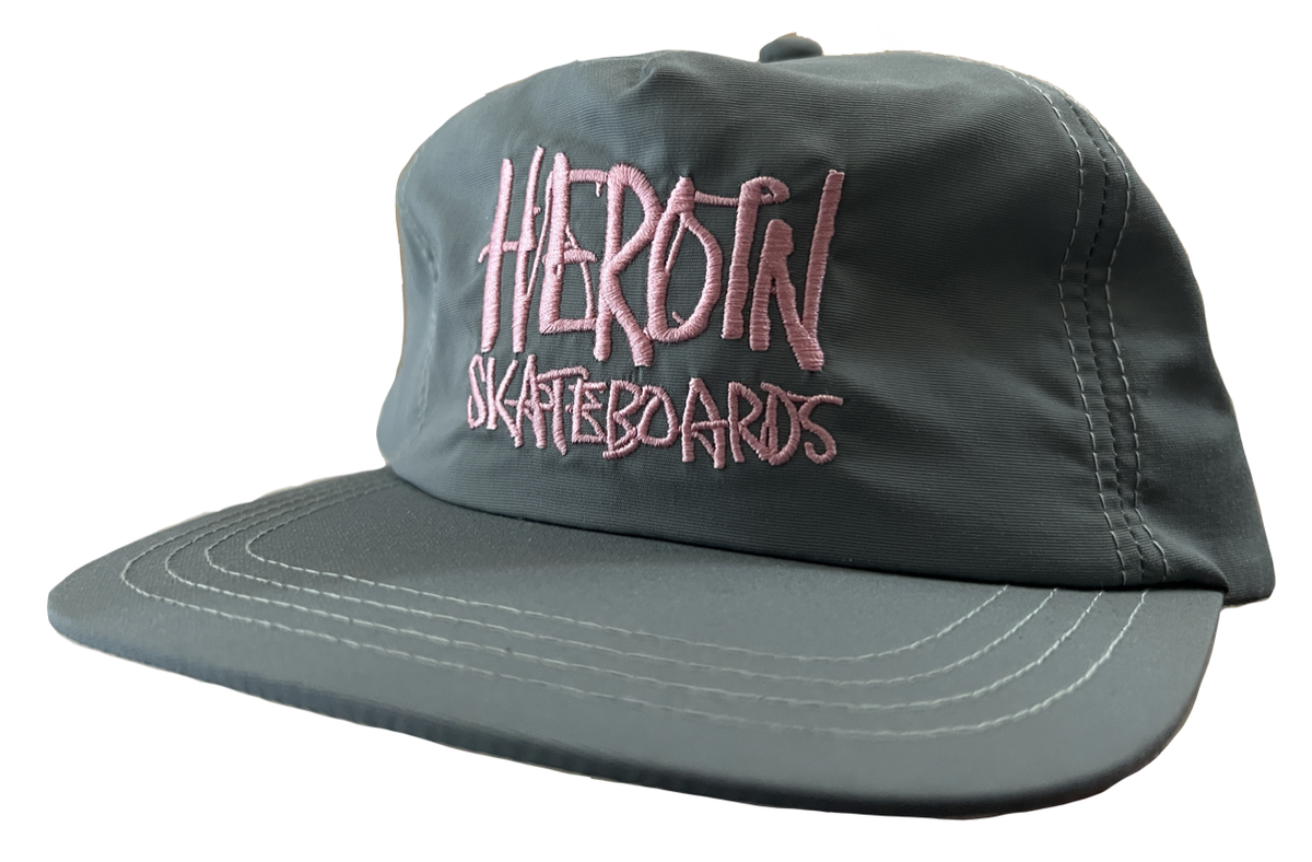 Heroin - Script Nylon Snapback Hat (Grey/Pink) – 303boards.com
